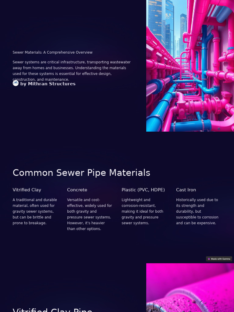 Sewer Materials A Comprehensive Overview | PDF | Sanitary Sewer | Pipe ...