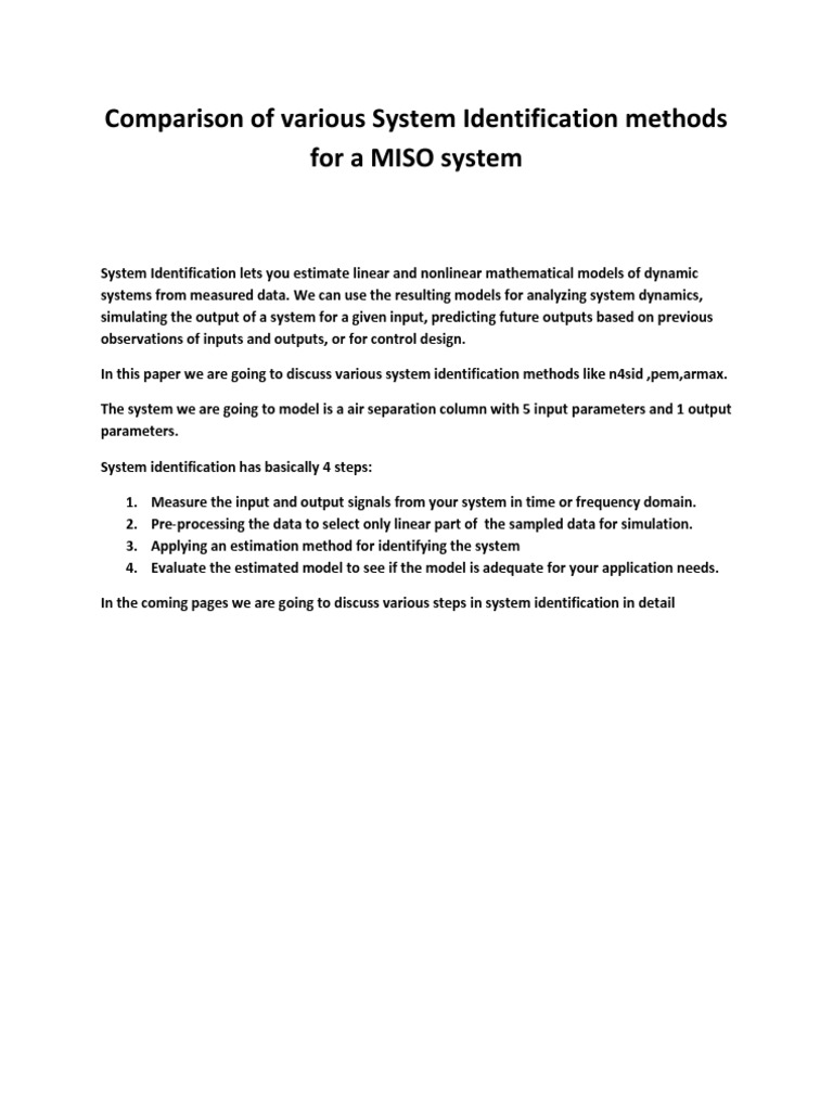 MISO System Identification Methods | PDF | Algorithms | Systems Science