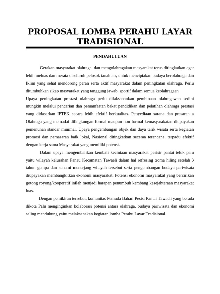 Proposal Lomba Perahu Layar Tradisional | PDF