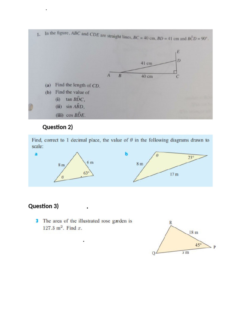 Trignometry Class Test | PDF