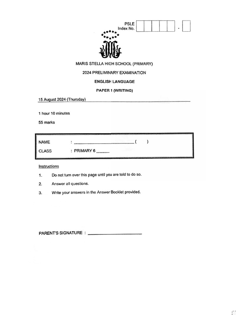 2024 P6 English Prelim Exam Maris Stella | PDF