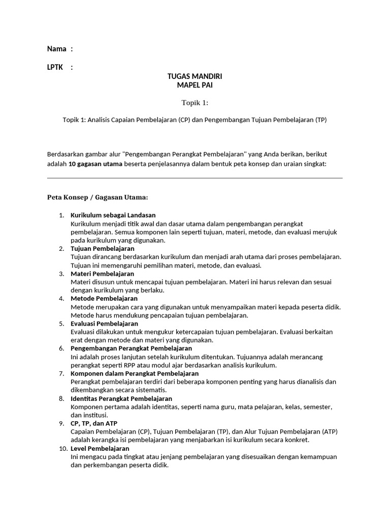 Tugas Mandiri Dan Refleksi Modul PPP 8 Topik | PDF