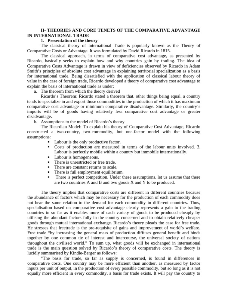 Comparative Advantage Theory | PDF | Comparative Advantage | Economics