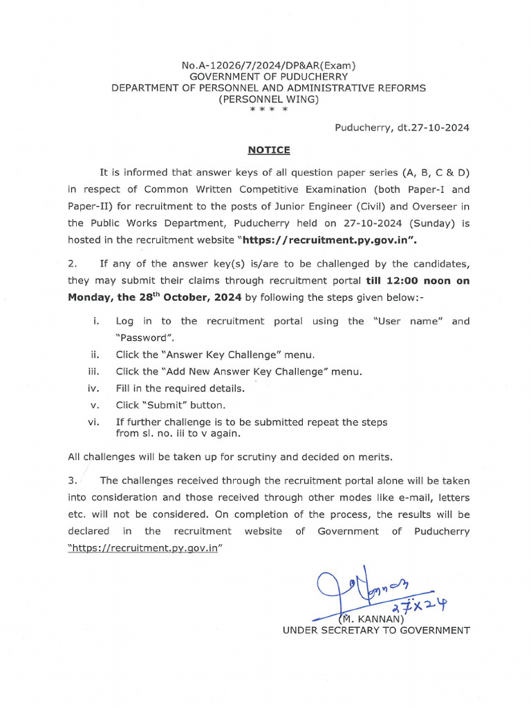 Answer Key Challenge Notice Je Ovr 2024 | PDF