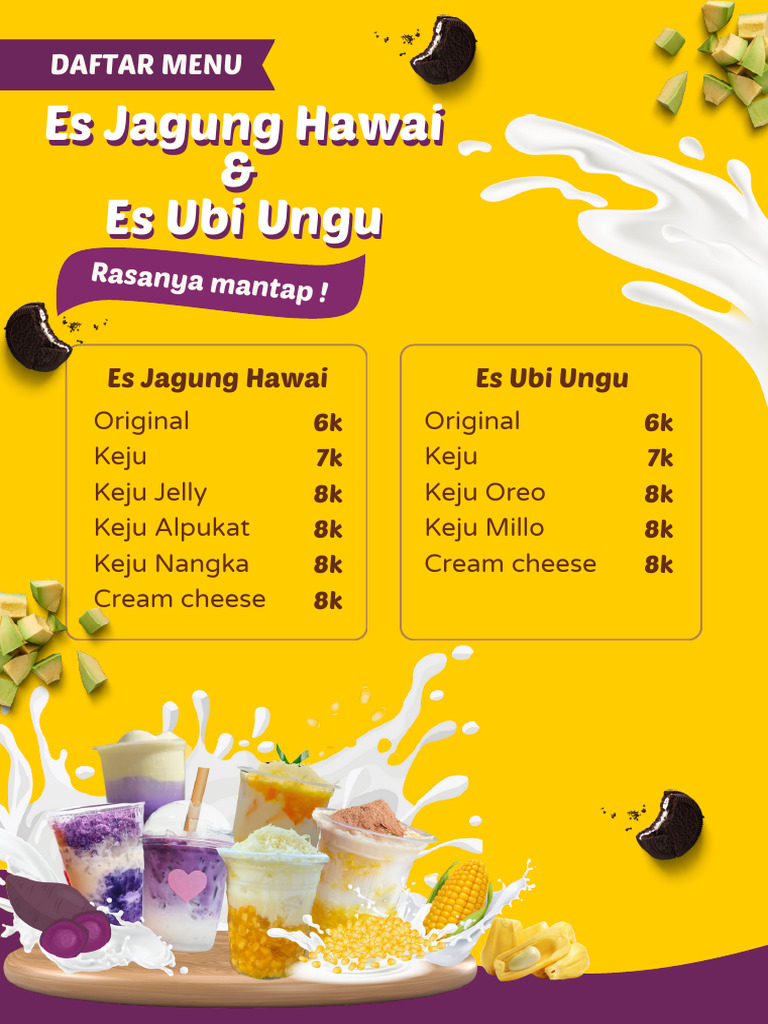 Cokelat Krem Minimalis Simpel Minuman Kafe Manis Daftar Menu | PDF