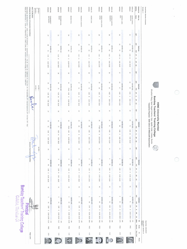 Sem 1 Tabulation Register | PDF