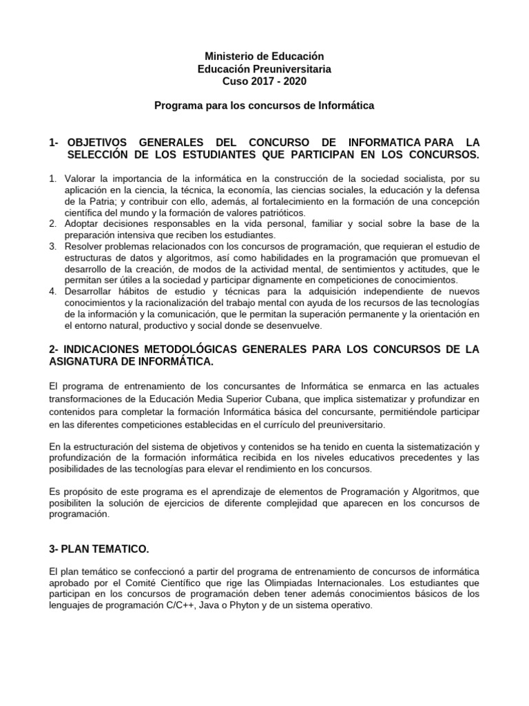 Programa de Concursos de Informática 2020 | PDF | Ciencias de la ...