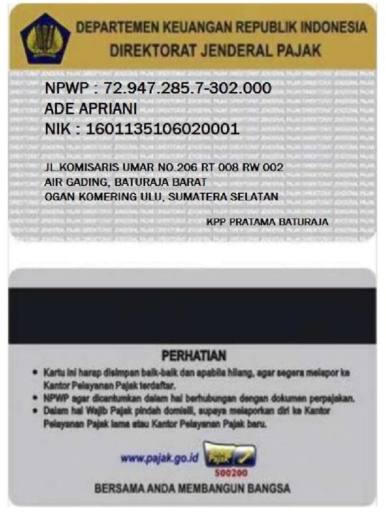 NPWP ADE APRIANI | PDF