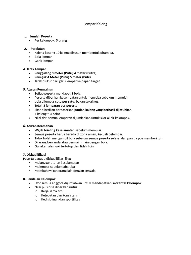 Aturan Lempar Kaleng | PDF