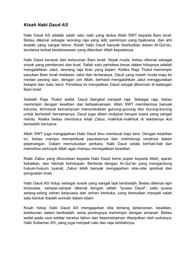 Kisah Nabi Daud AS | PDF
