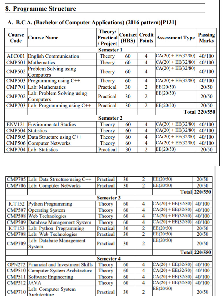 Program Structure of BCA | PDF