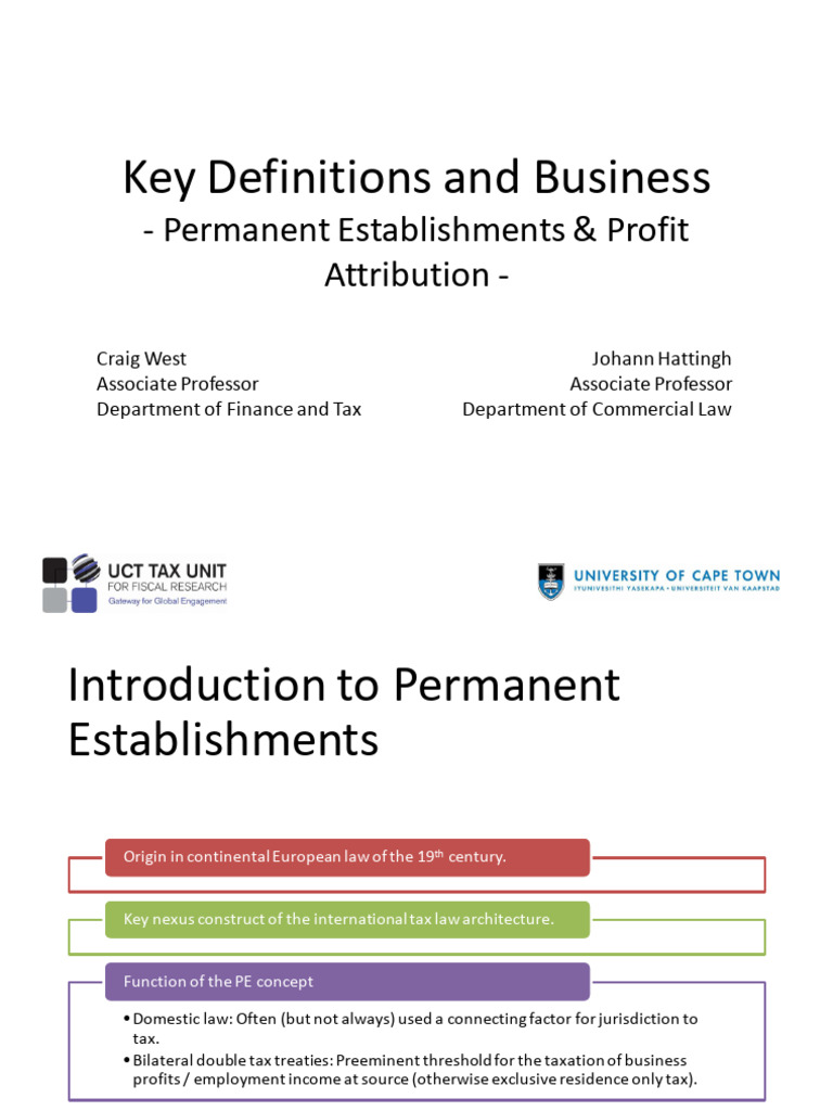 Understanding Permanent Establishments in Tax | PDF | Permanent ...