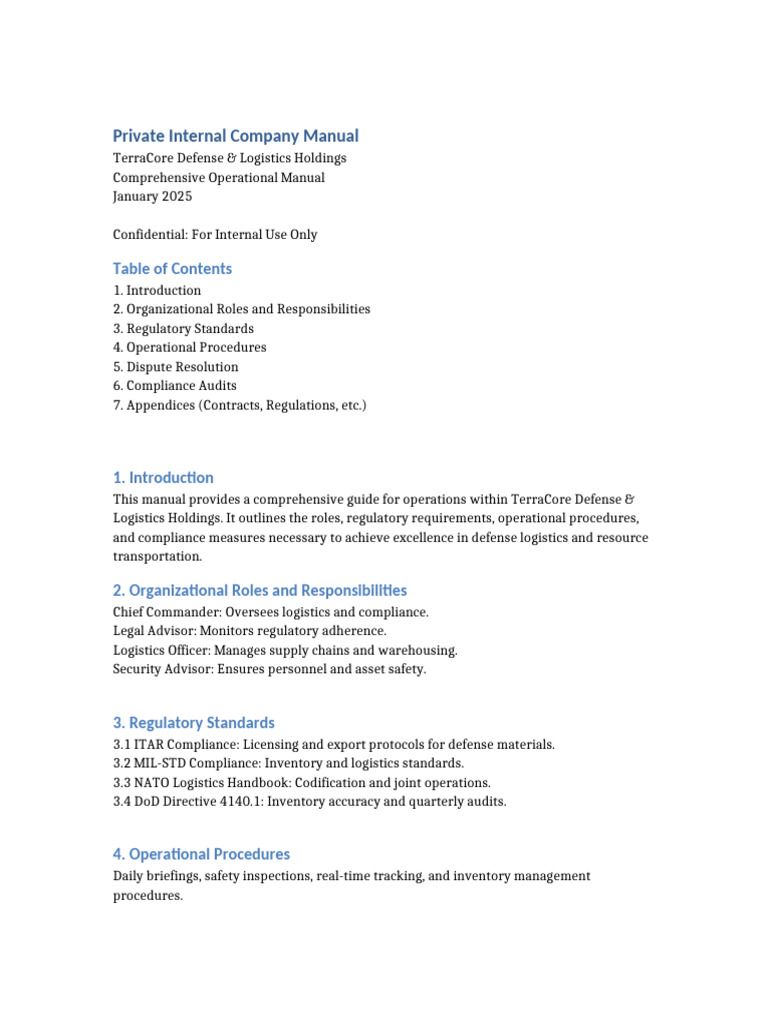 TerraCore Defense Operations Manual | PDF