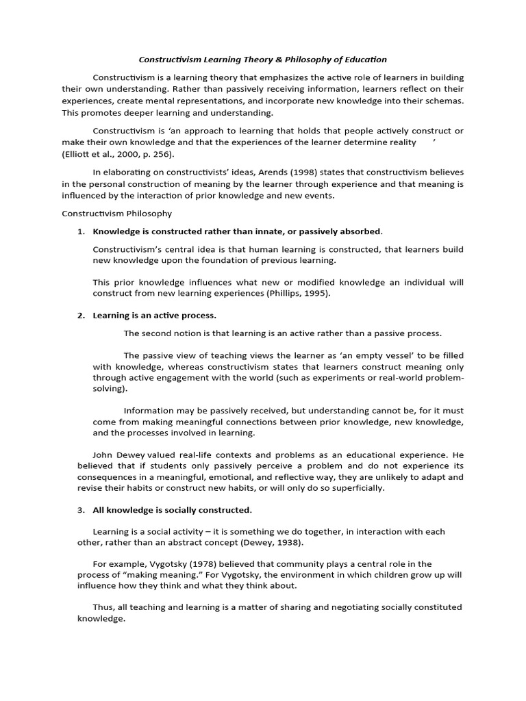 Constructivism Learning Theory | PDF | Constructivism (Philosophy Of ...