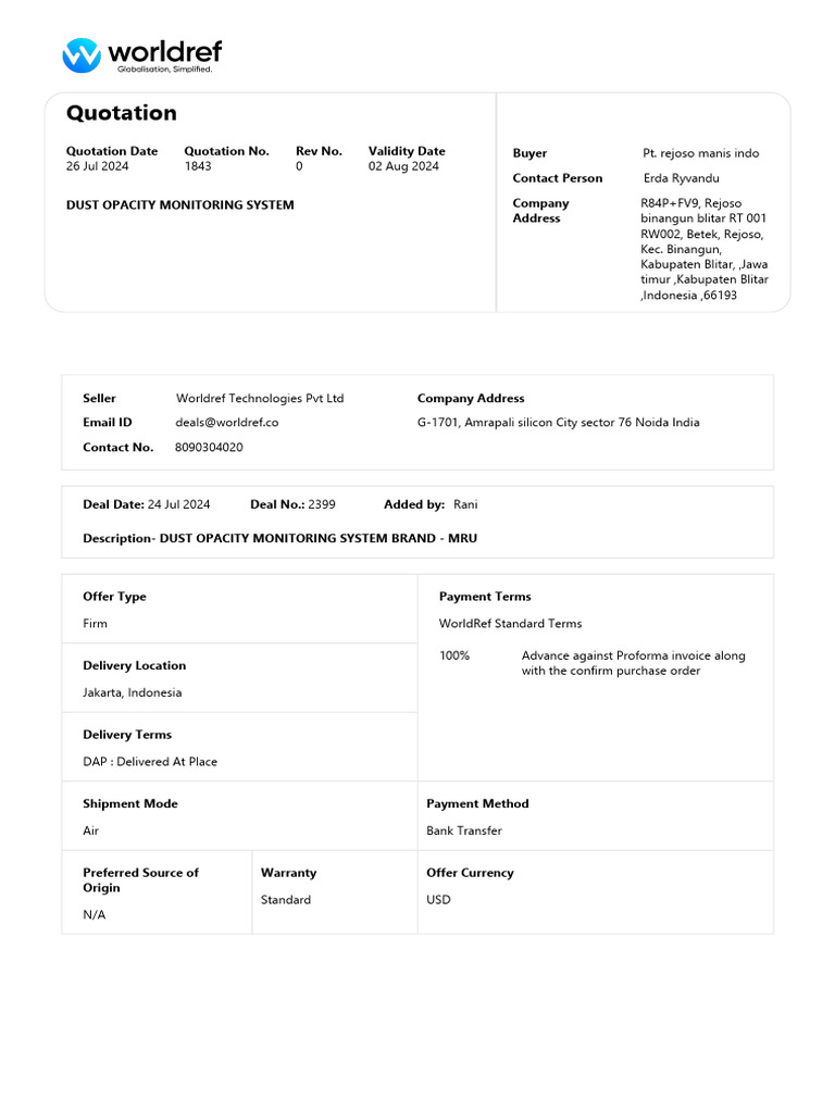 Wrin So 24 728 Wr Quotation | PDF