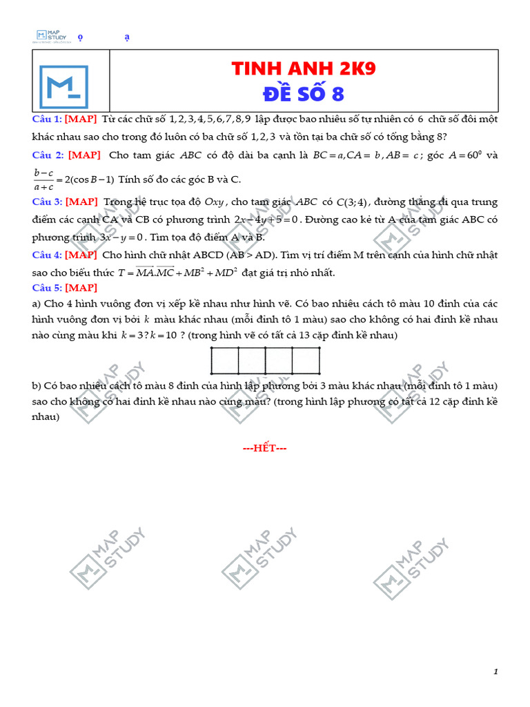 [Tinh anh 2K9] Buổi 8 - Đề | PDF