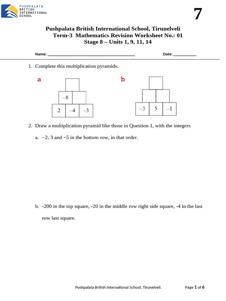 Gr7 T3 MathRWS1 Brindha 30 (Stage8) | PDF | Numbers | Multiplication