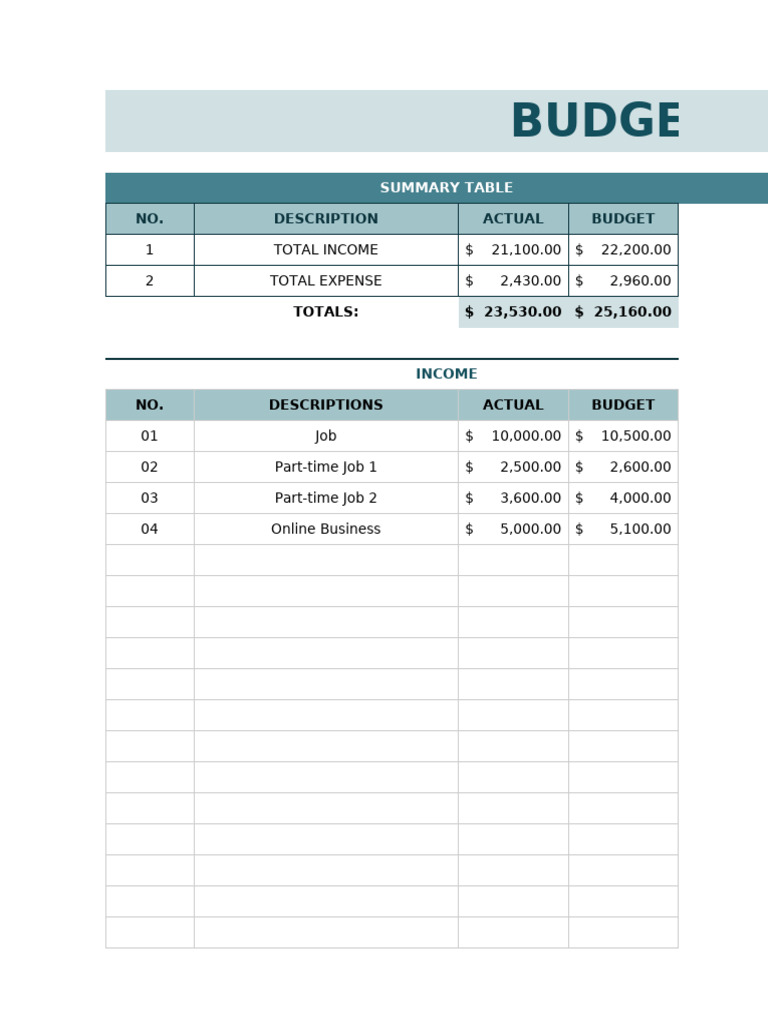 Budget Summary and Template Guide | PDF | Spreadsheet | Software
