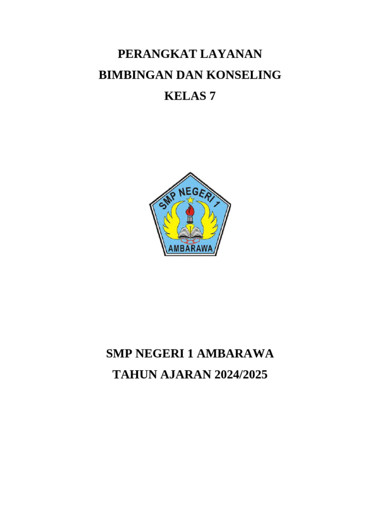 Perangkat Layanan BK Kelas Vii 2024 | PDF