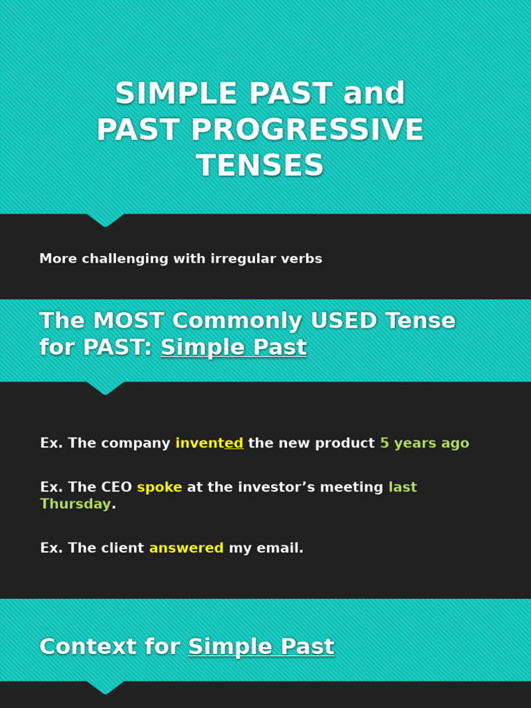 Simple Past and Past Progressive Tenses Ans 300 ...