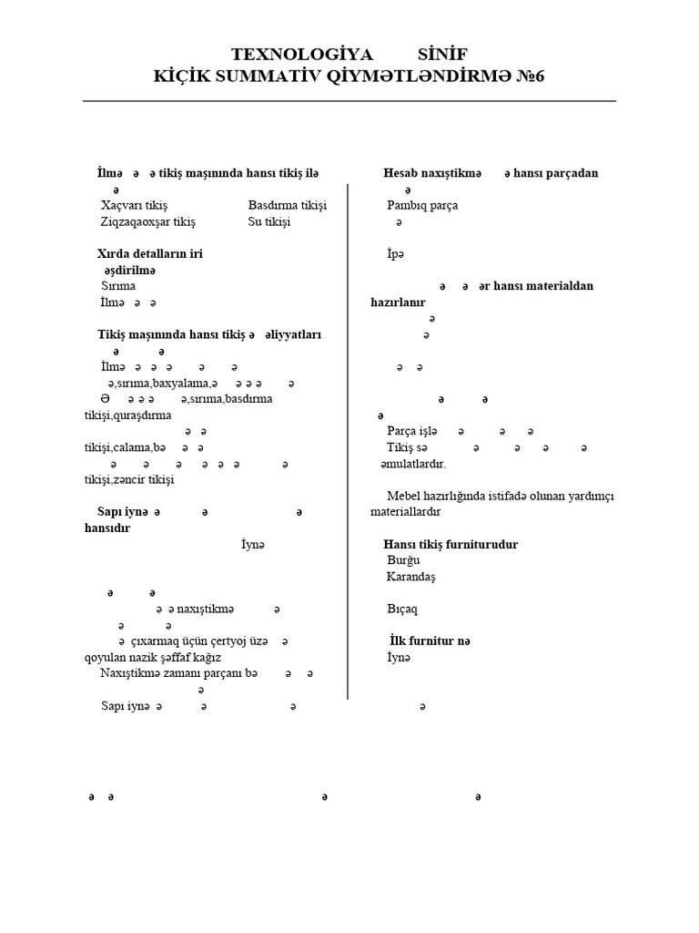 Texnologiya VI - KSQ 6 | PDF