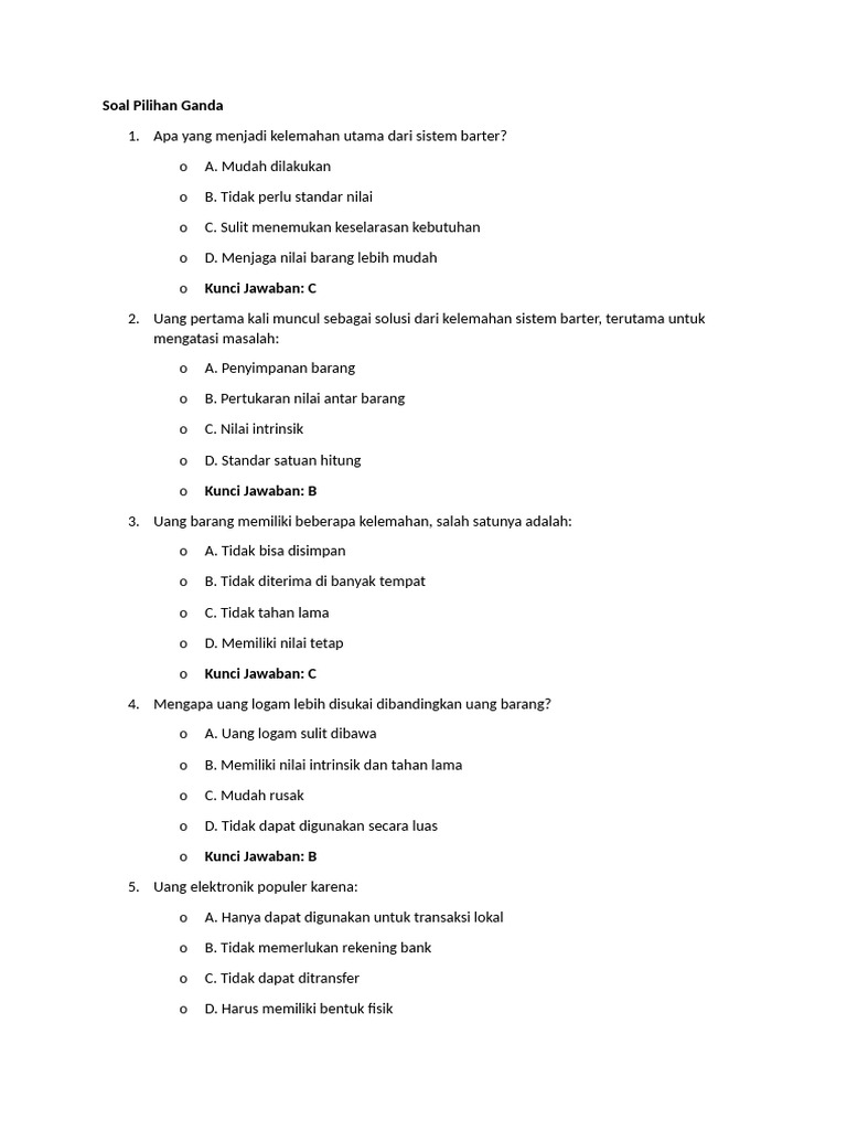 Soal Bab 2 Sub Bab 1-2 | PDF