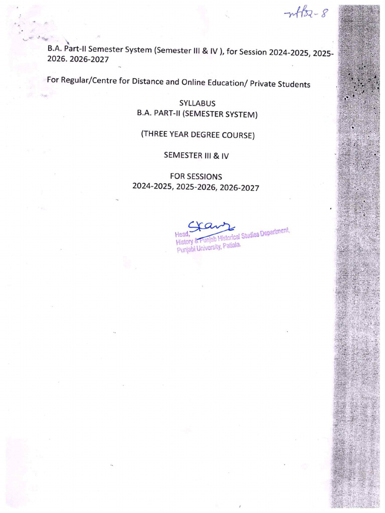BA-Part - II (Sem III & IV) History - 2024-27 - Regular-Distance ...