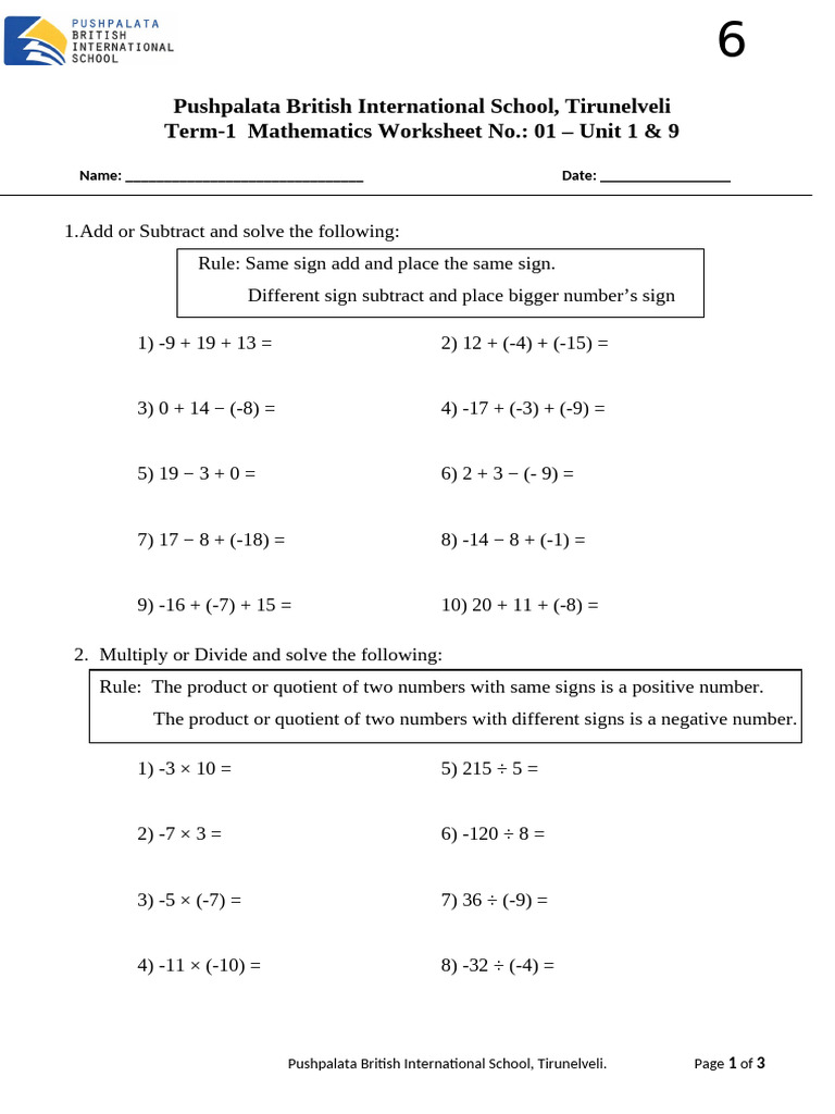 Gr6 WS1 Math T1Wk5 Brindha | PDF | Mathematics | Arithmetic