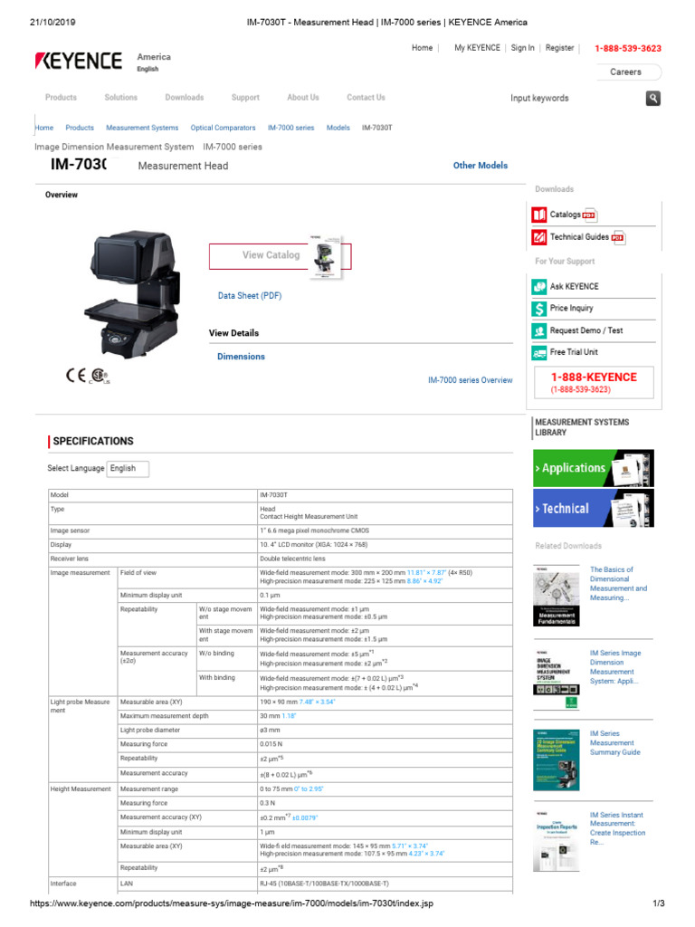 IM-7030T - Measurement Head - IM-7000 Series - KEYENCE America | PDF ...