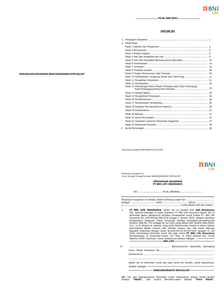 Final Kontrak Dan Lampiran Offering | PDF