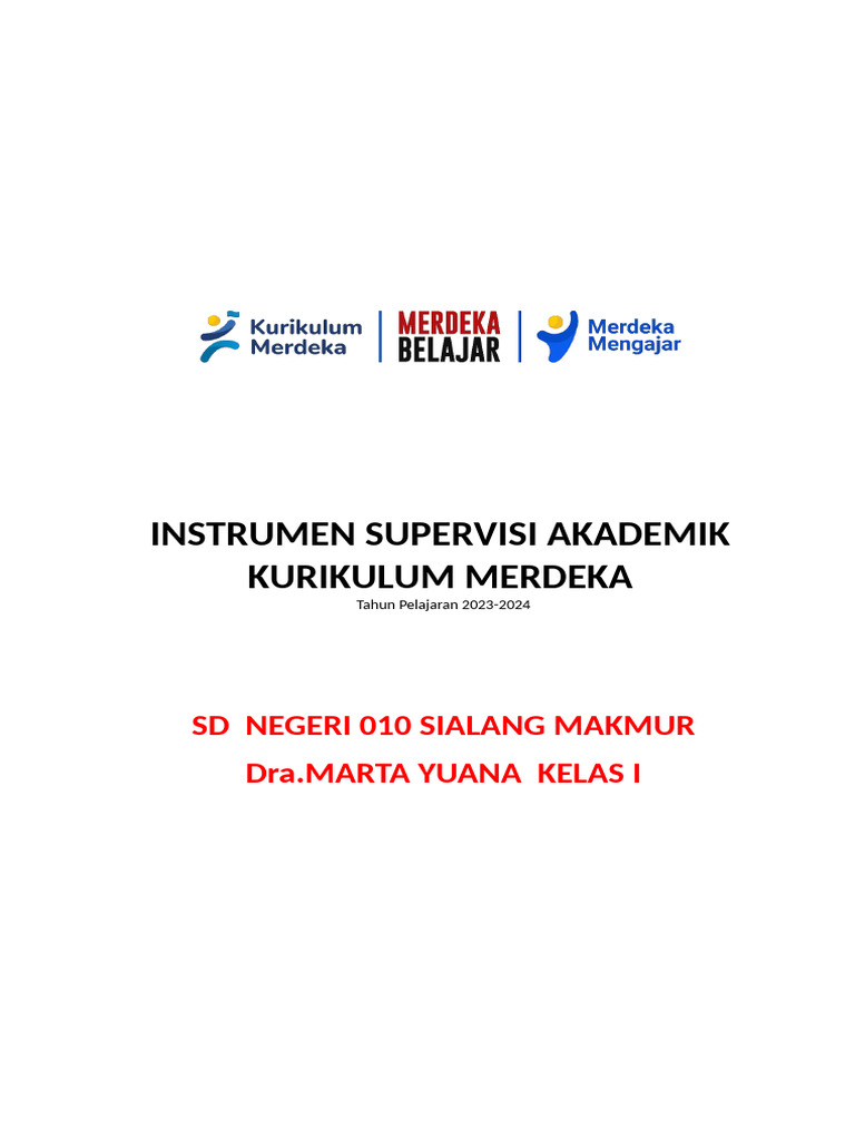 SUPERVISI PEMBELAJARAN KURIKULUM MERDEKA (1) | PDF