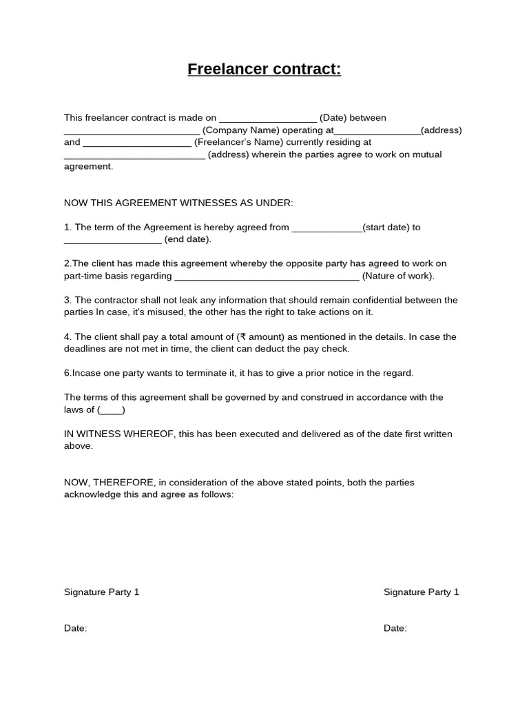 HD Freelancer Contract Template | PDF