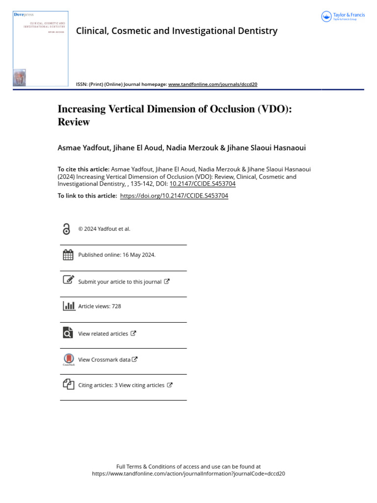Increasing Vertical Dimension of Occlusion VDO Review | PDF | Human ...