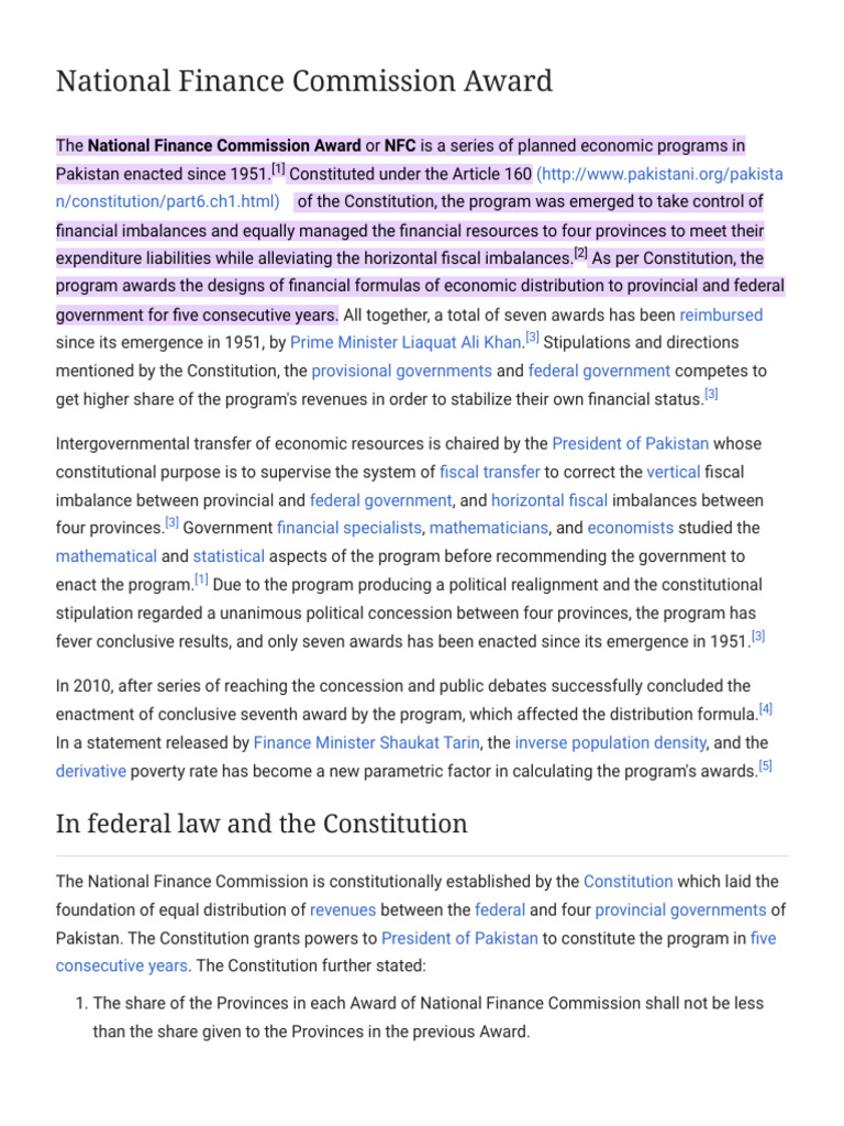 National Finance Commission Award - Wikipedia | PDF | Government Of ...