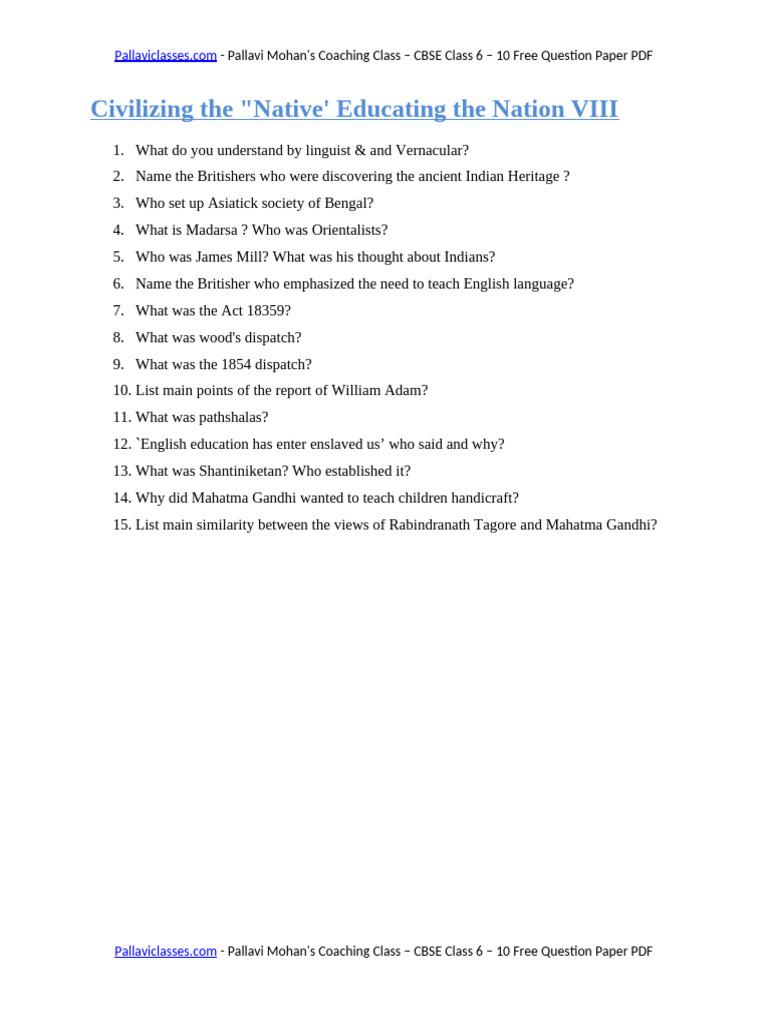 Civilizing the Native' Educating the Nation VIII | PDF