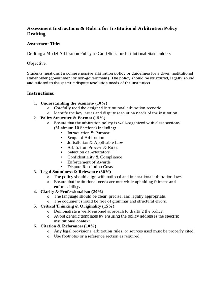 Model Arbitration Policy Drafting Guide | PDF | Arbitration | Citation