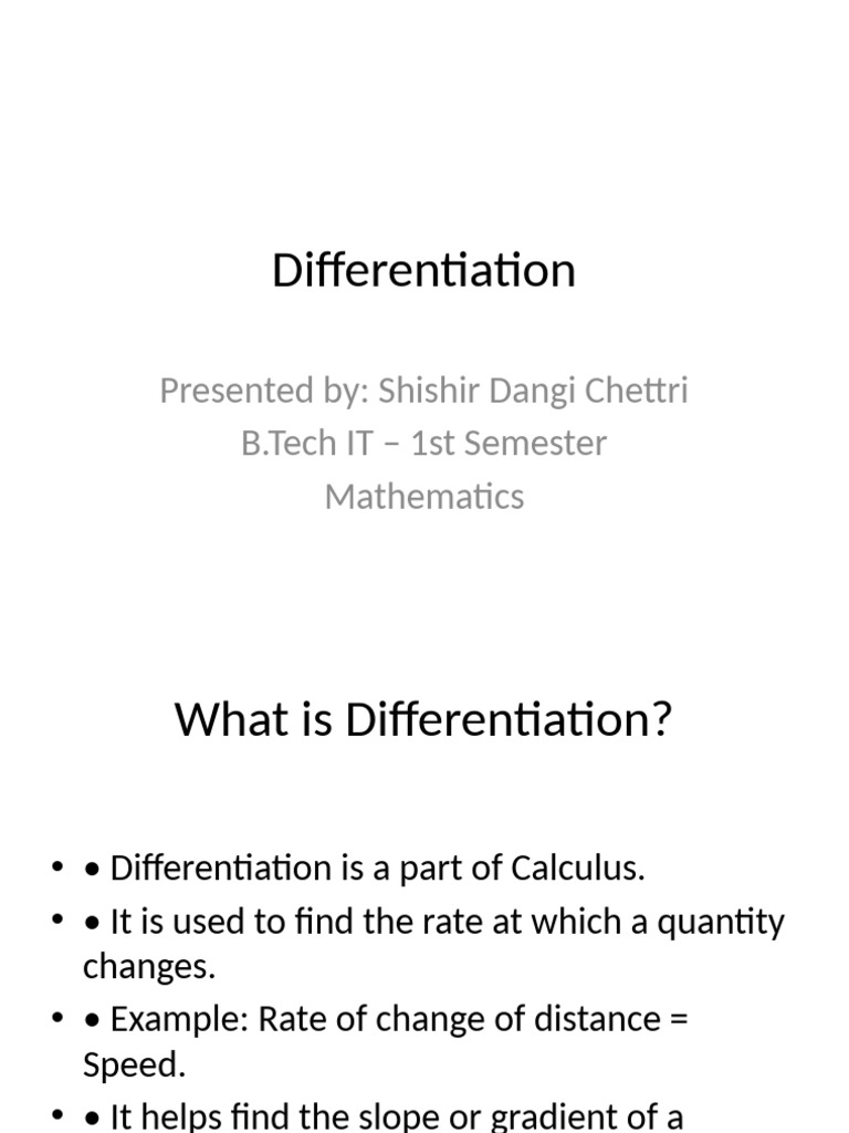 Differentiation Final Shubham | PDF