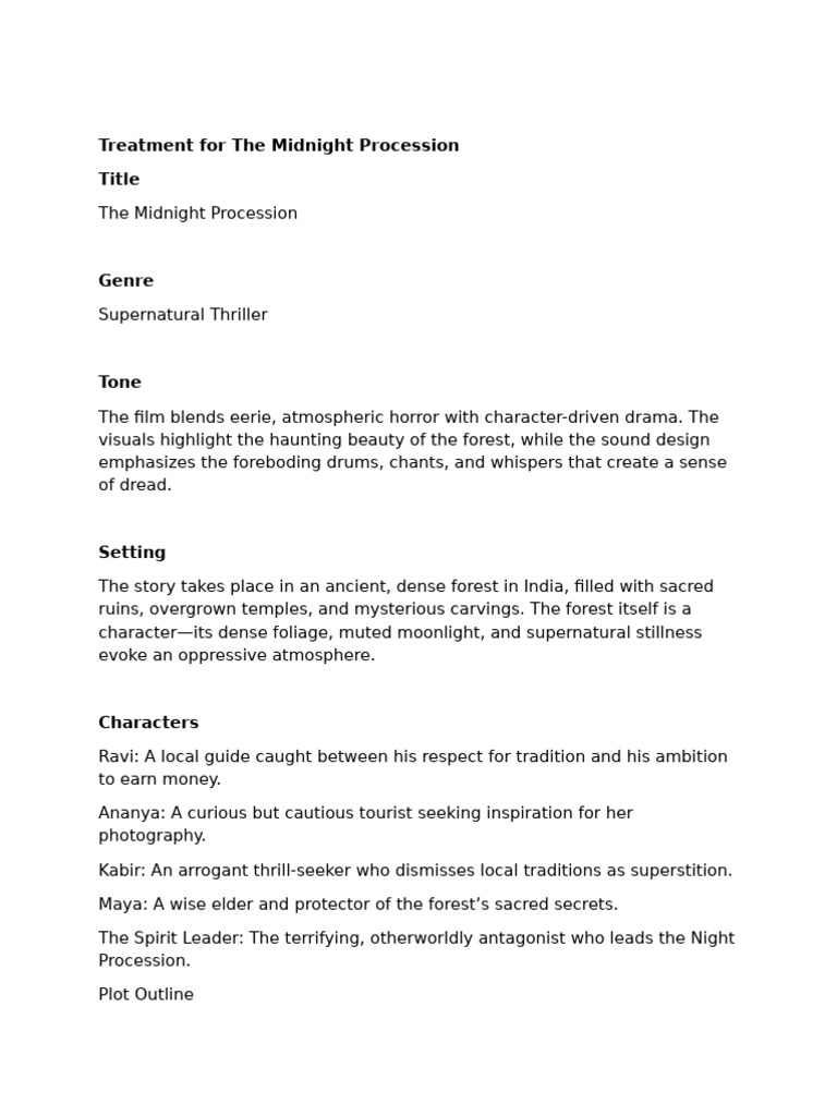 Treatment and Director's Note | PDF