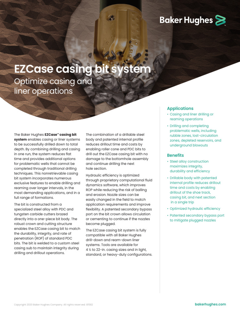 EZCase Casing Bit System Overview | PDF | Casing (Borehole ...