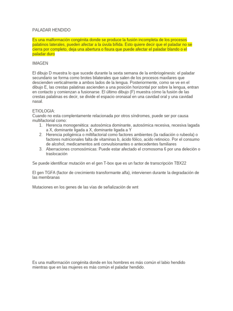 PALADAR HENDIDO Genetica | PDF