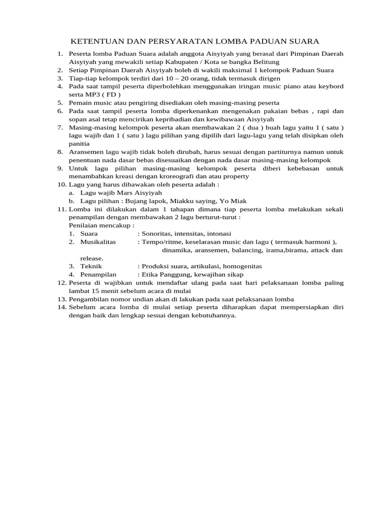 Juknis Lomba Senam Dan Padus | PDF