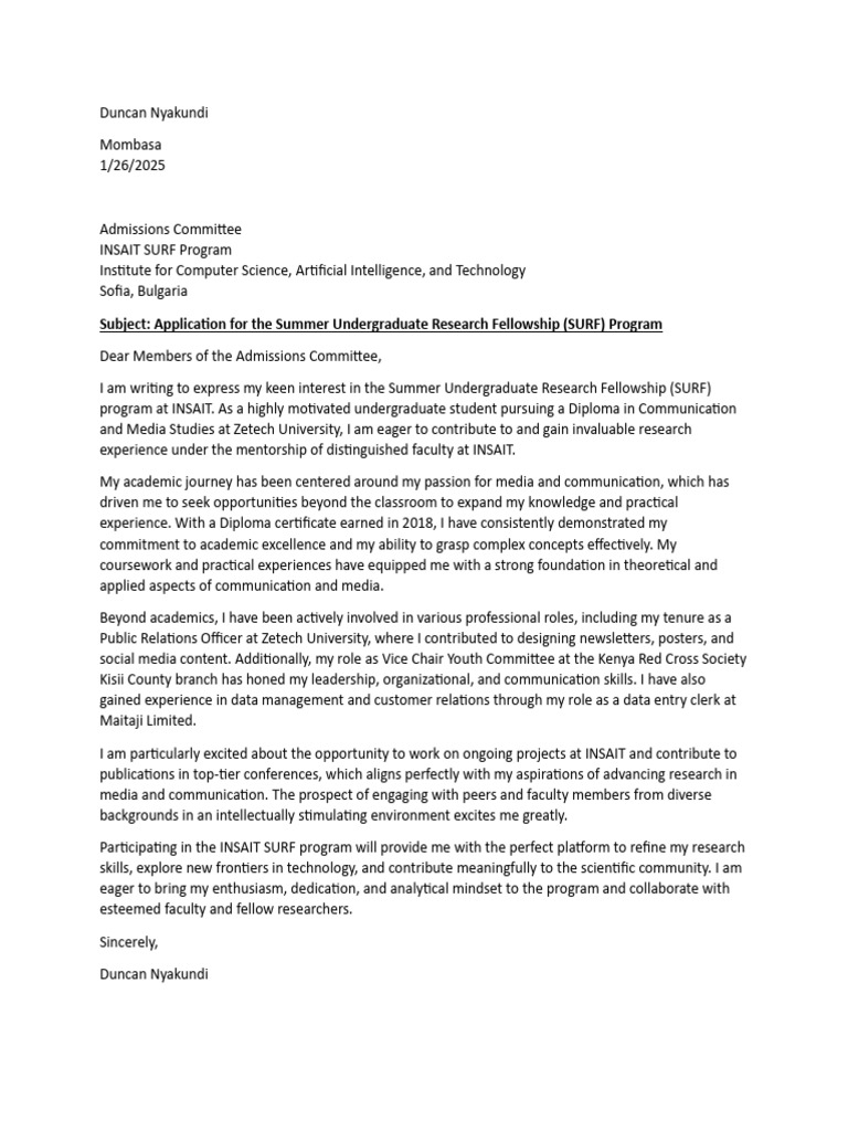 Motivational Letter | PDF