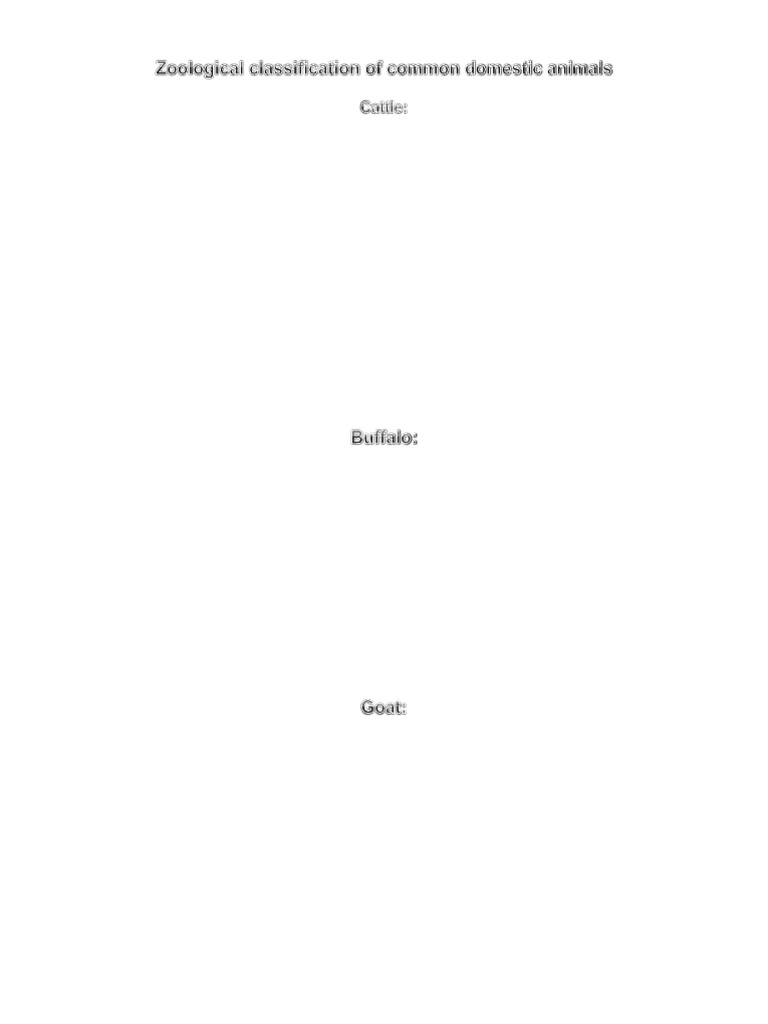 Zoological Classification of Common Domestic Animals | PDF