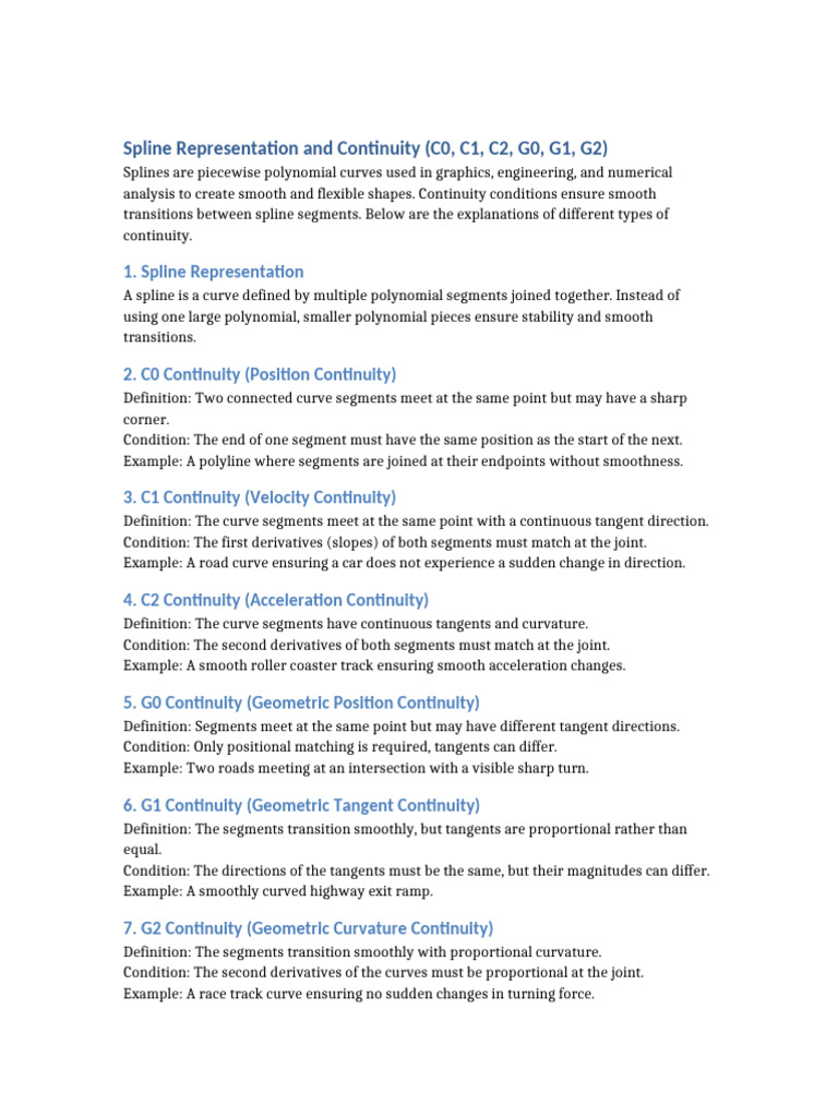 Spline Continuity Explanation | PDF
