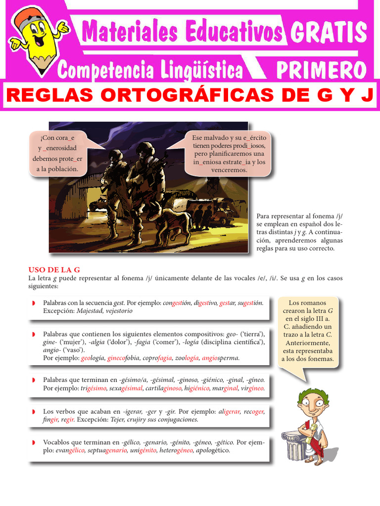 Reglas del uso de G y J en español | PDF | Lingüística