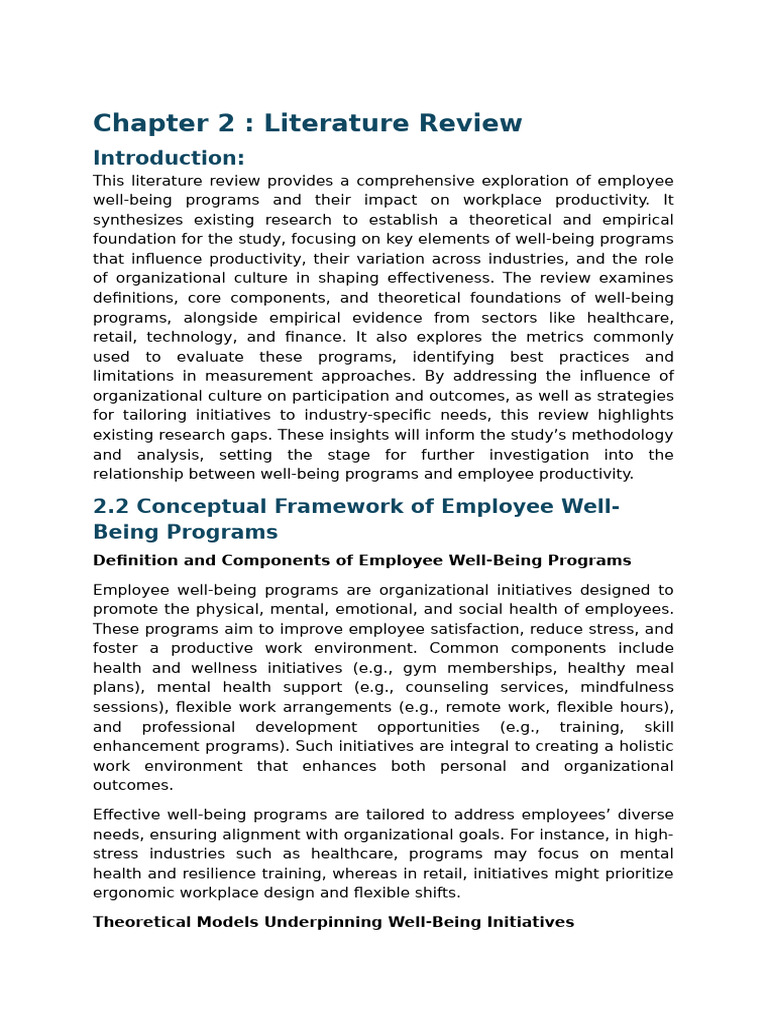 Employee Well-Being Programs & Productivity | PDF | Employment | Job ...