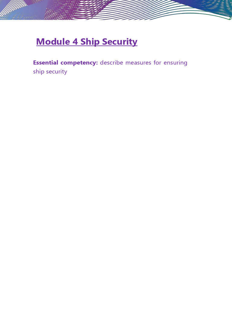 Module 4 Ship Security Training Materials and Resources | PDF | Water Transport | Safety