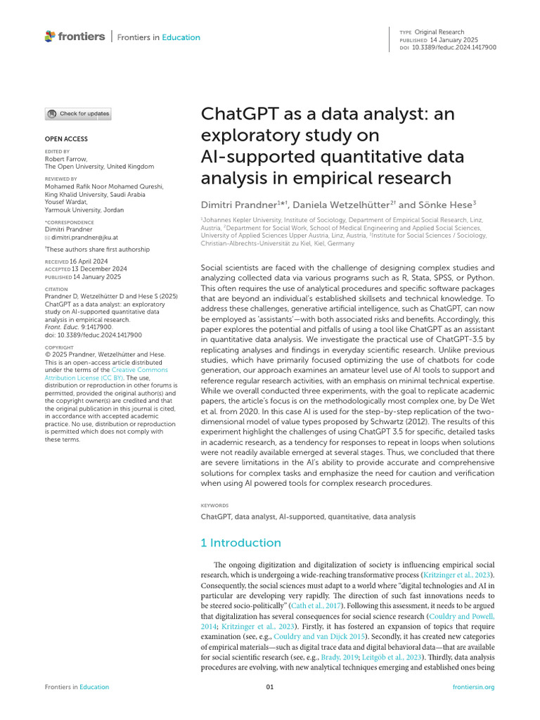 ChatGPT As A Data Analyst An Exploratory Study On | PDF | Artificial ...