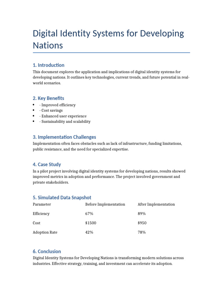 Digital Identity Systems For Developing Nations | PDF