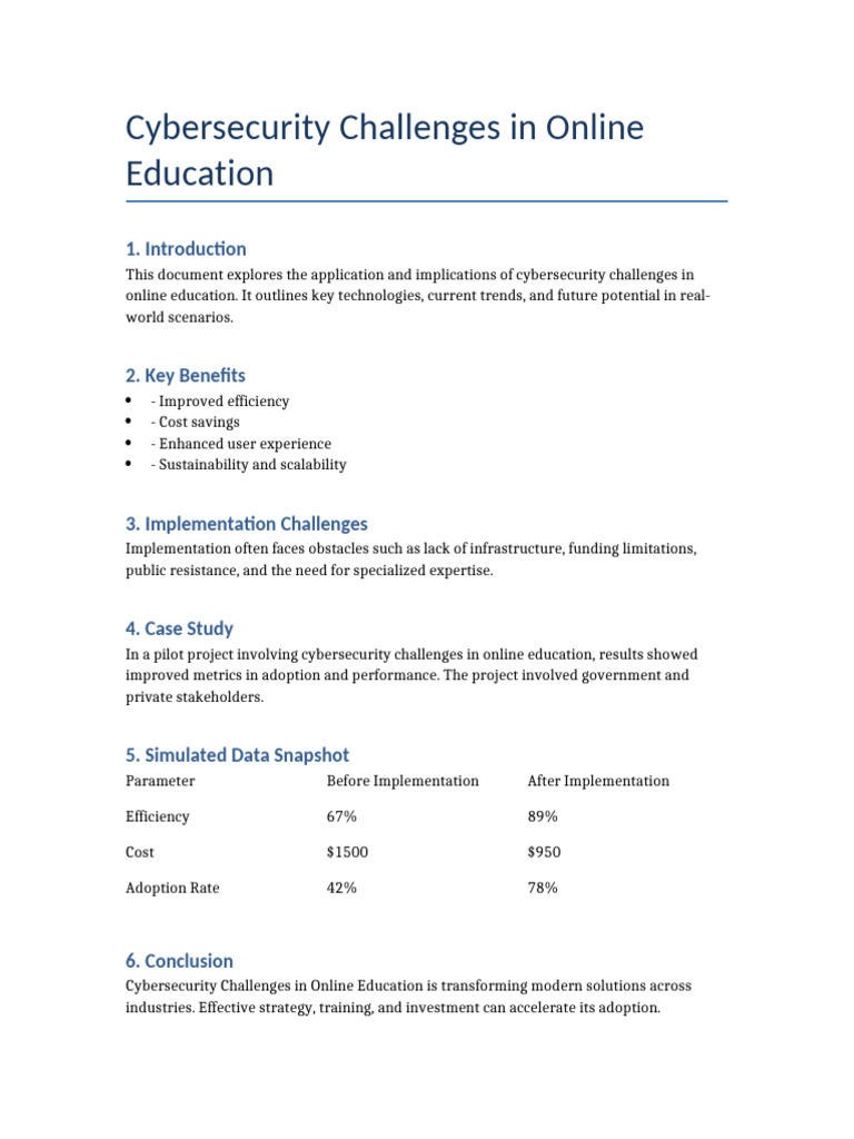Cybersecurity Challenges in Online Education | PDF